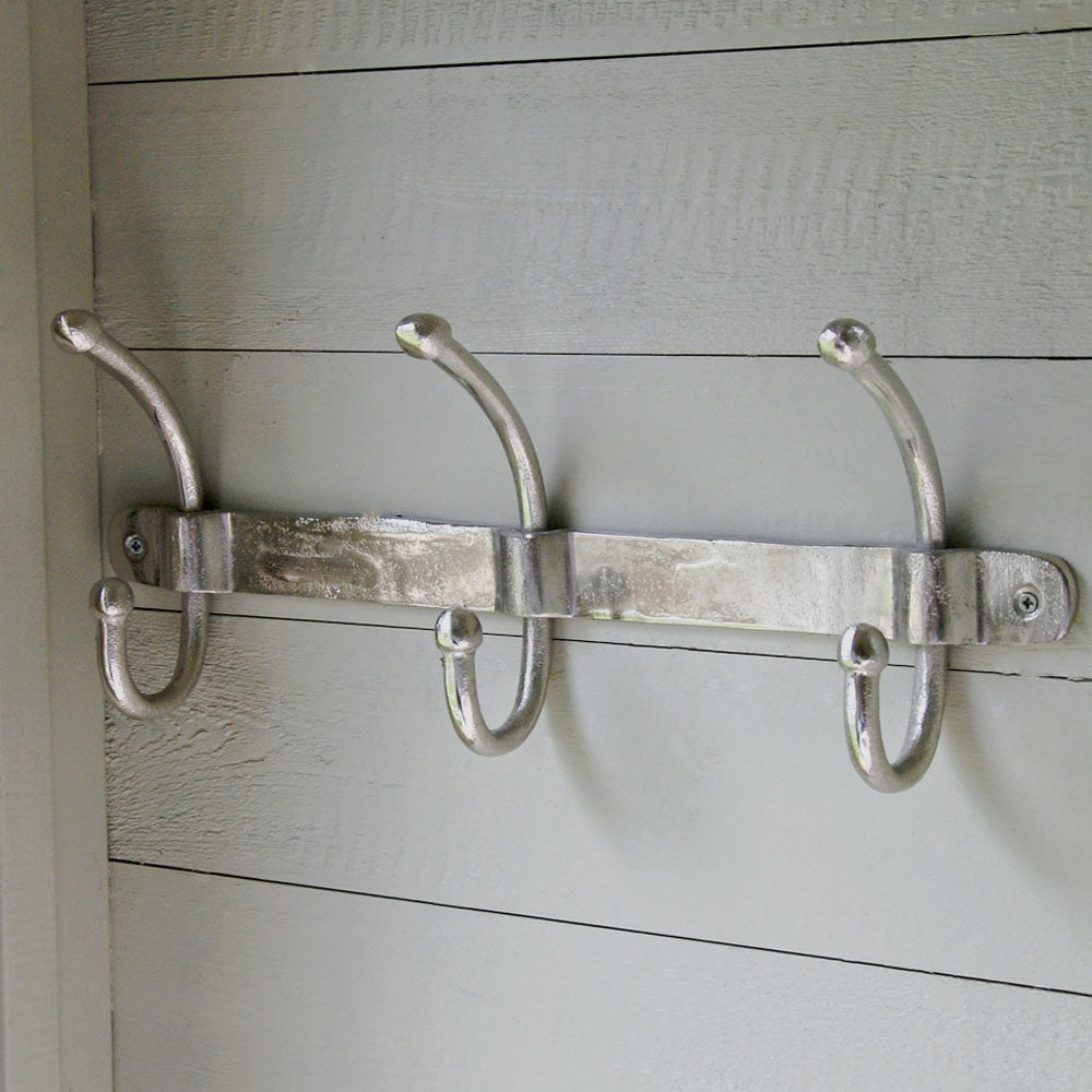 Row aluminium coat hooks - Plasterboard coat hooks - Silver coat hooks