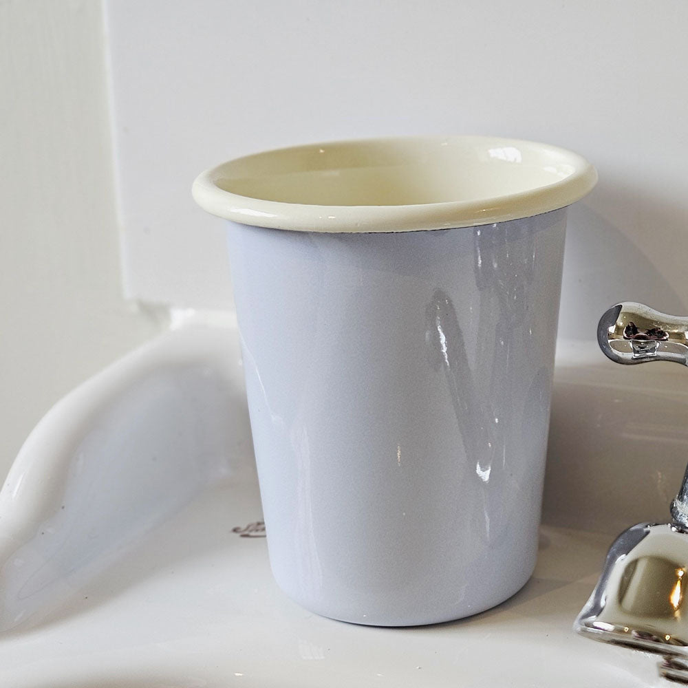 Grey Enamel Beaker - Enamel camping cup - Enamel toothbrush holder ...