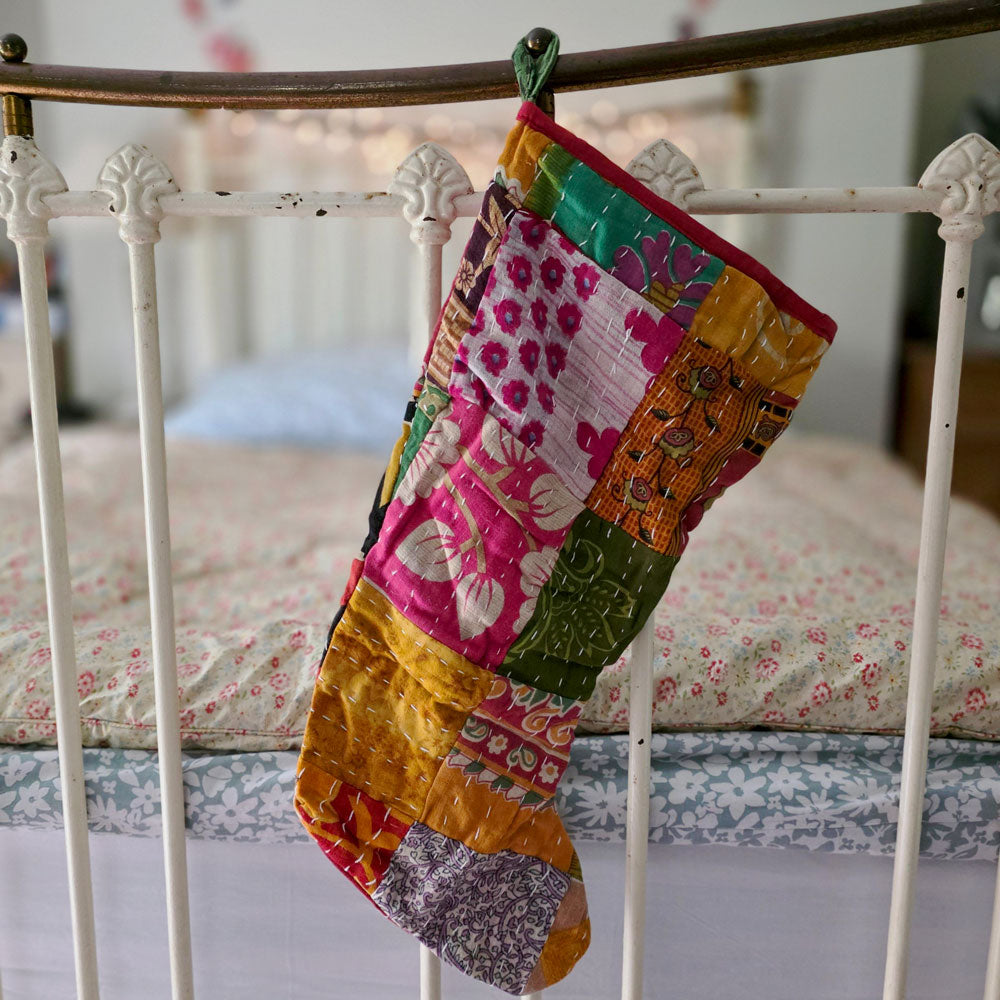 Patchwork Christmas Stocking - handmade Christmas stocking – Bowley ...