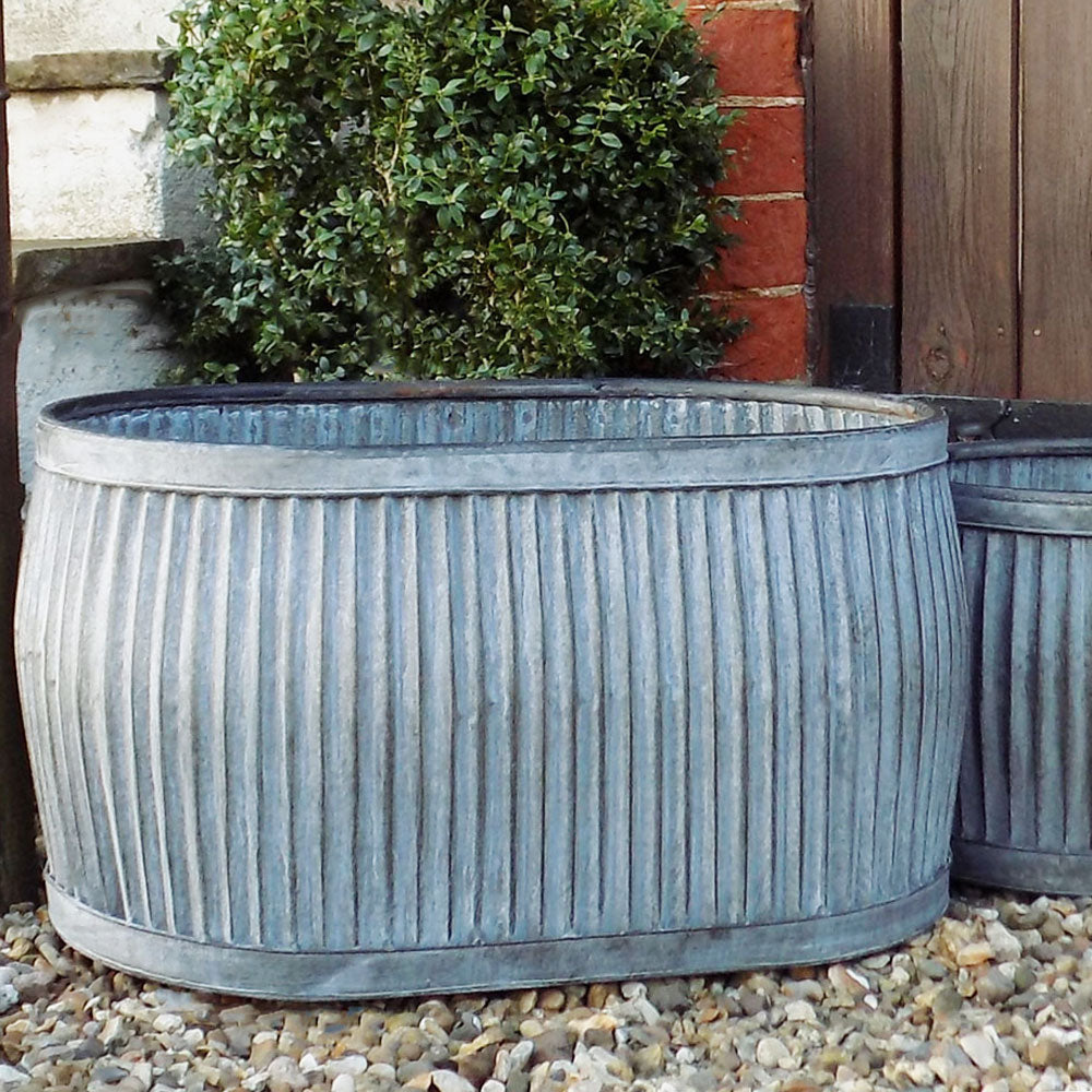 Galvanized Barrel Planter Galvanized Metal Barrel Planter | The Green