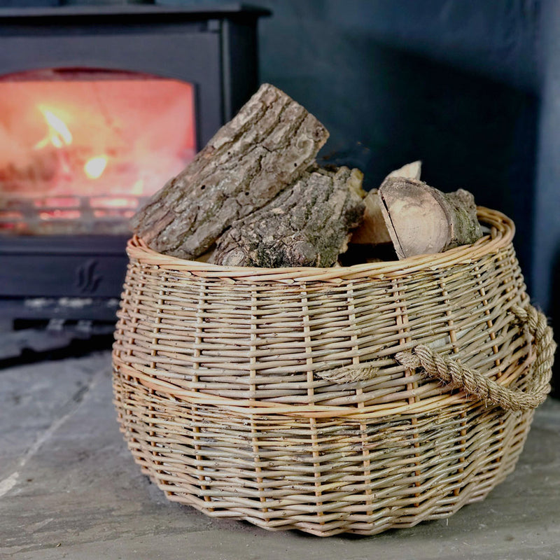 Log basket - kindling basket - Firewood basket - Lined log basket ...