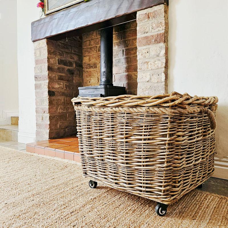 Square Mill Log Basket On Wheels – Bowley & Jackson