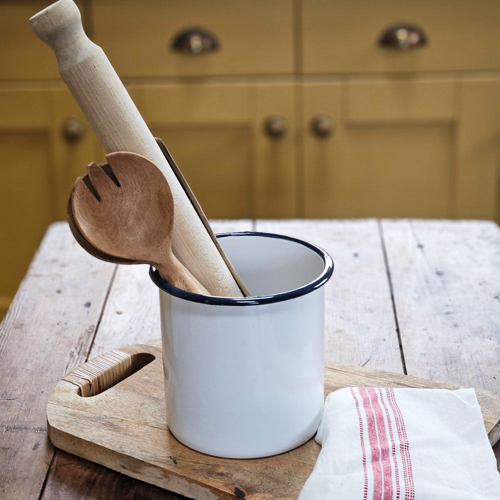 Enamel Utensil Pot - Kitchen utensil pot - Enamel cutlery holder ...