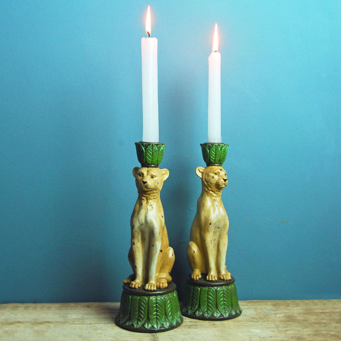 Leopard candle holder - Antique Candle Holder - Kitsch Candle Holder ...