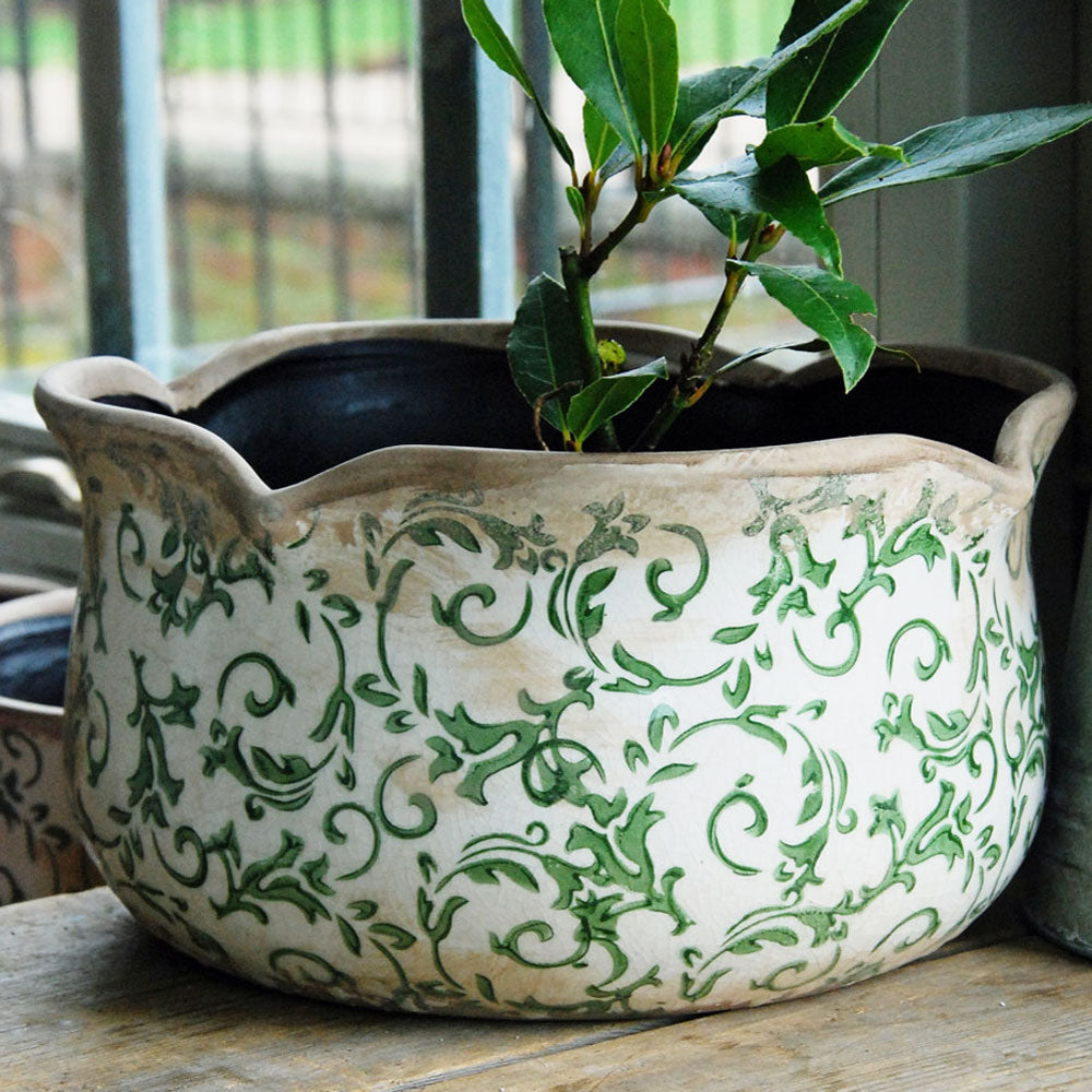 Green indoor plant pot - Indoor planter- Ceramic plant pot