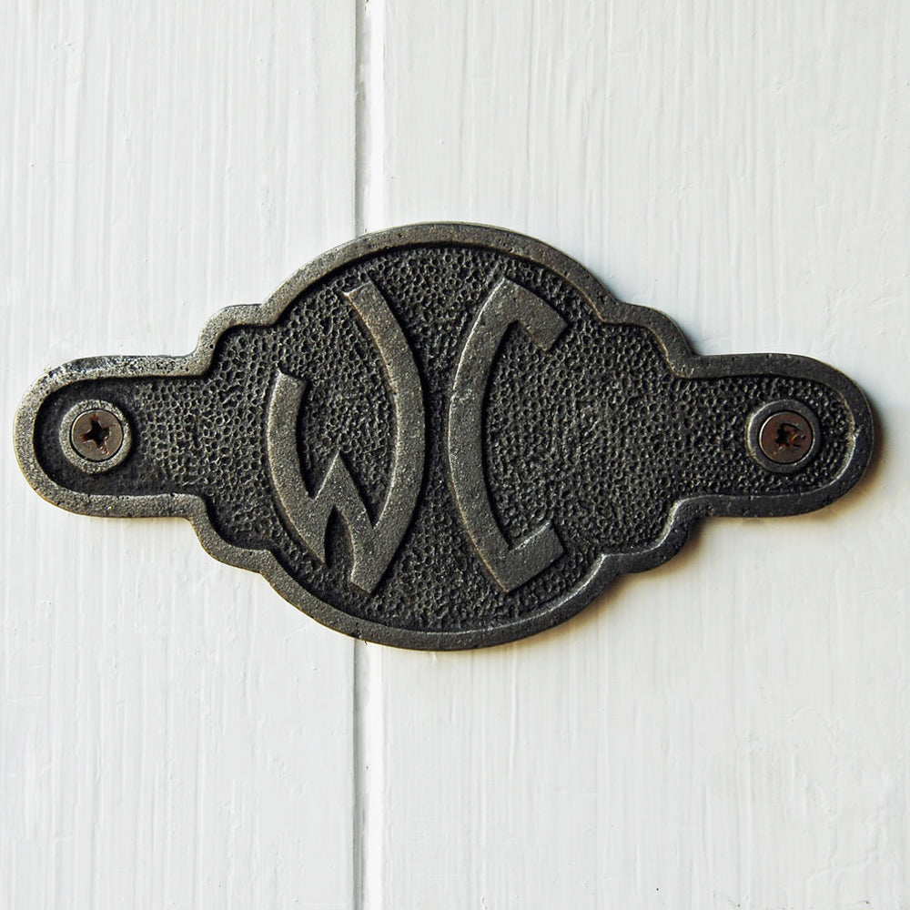 Traditional French cast metal WC toilet door sign