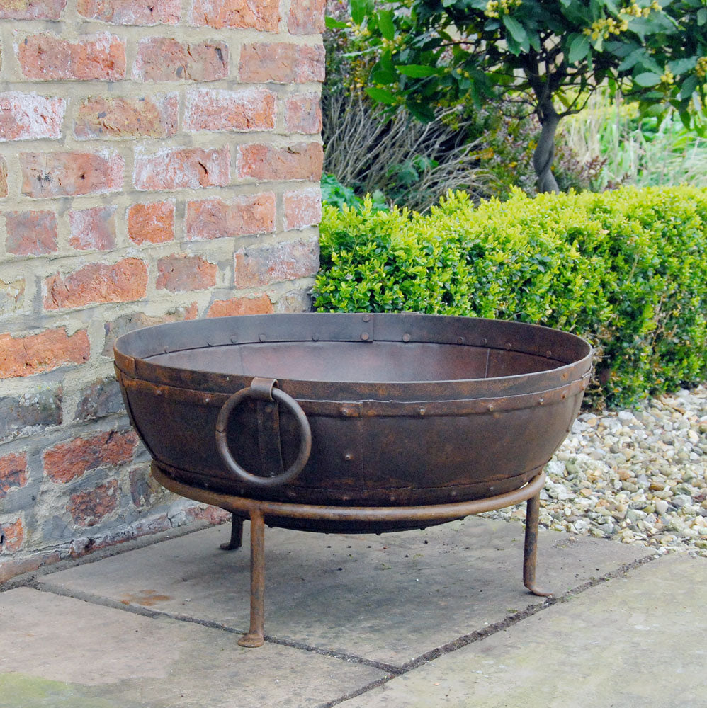 Original Indian Iron Kadai Fire Pit With Grill from Bowley & Jackson