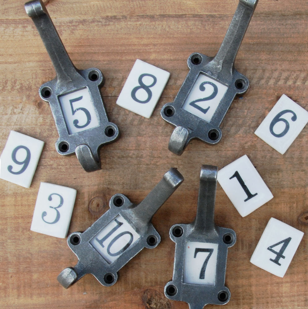 Vintage Label Number Hook With Ceramic Tile Insert - from Bowley & Jackson