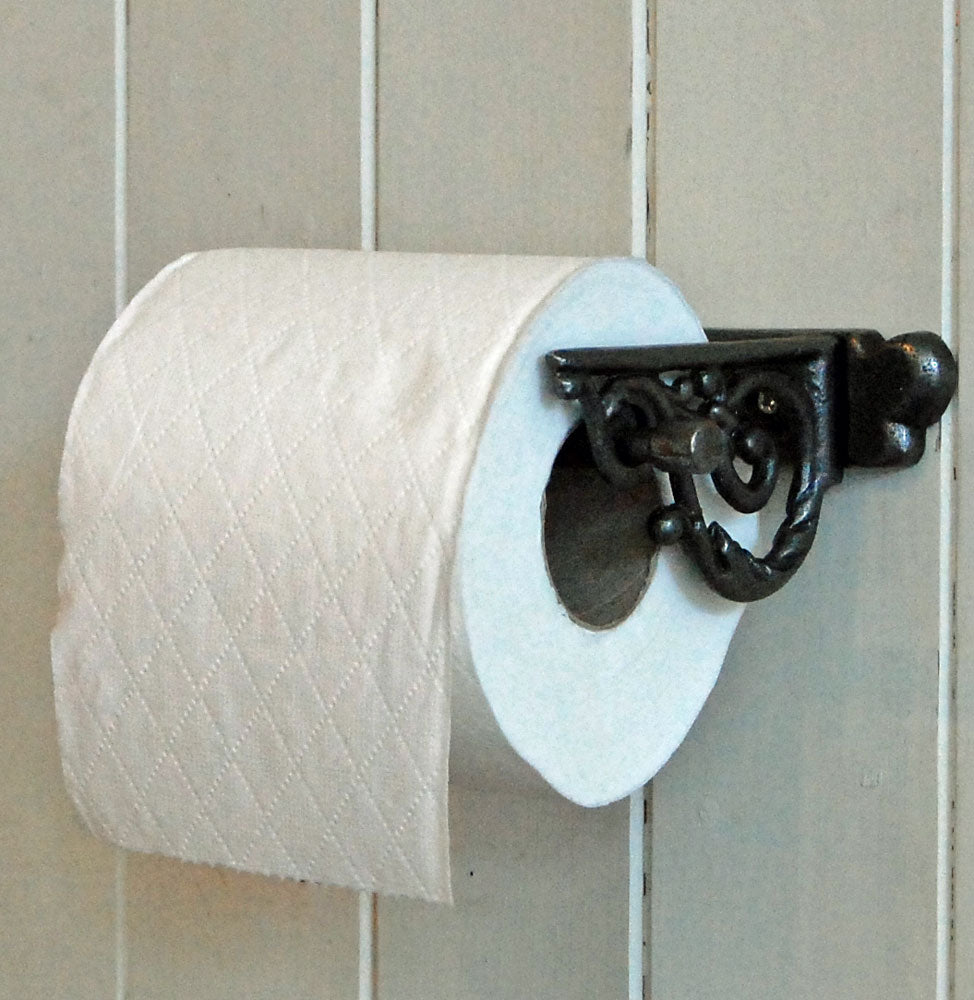 Cast metal antique scroll wall mounted loo roll holder