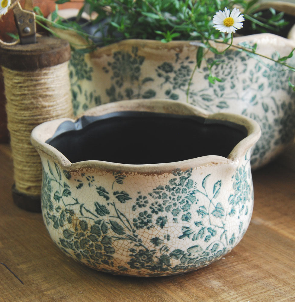 Ceramic Indoor Plant Pot - Vintage house plant pot - Pottery planter ...